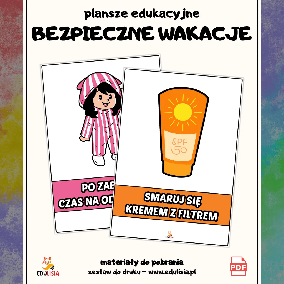 Bezpieczne wakacje – plansze z zasadami dla dzieci | Edulisia