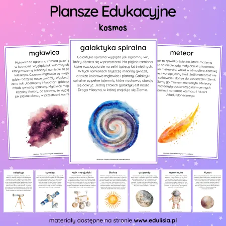 Kosmos - Plansze Edukacyjne Obrazki | PDF do druku